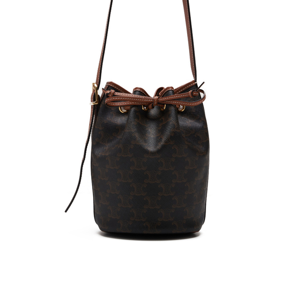 Celine | Bags | Celine Pvc X Leather Triomphe Drawstring Bag Brown ...